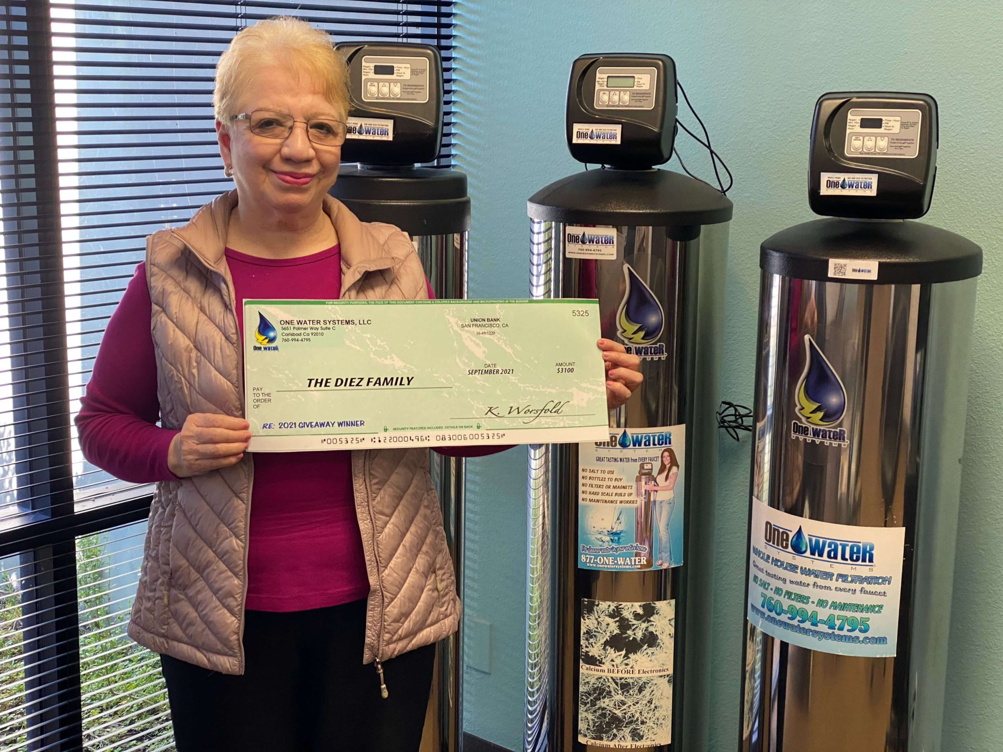 Diez family for winning the One Water Systems 2021 Giveaway